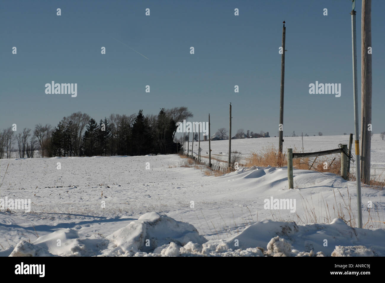 Rural electric power distribution lines in winter Stock Photo - Alamy