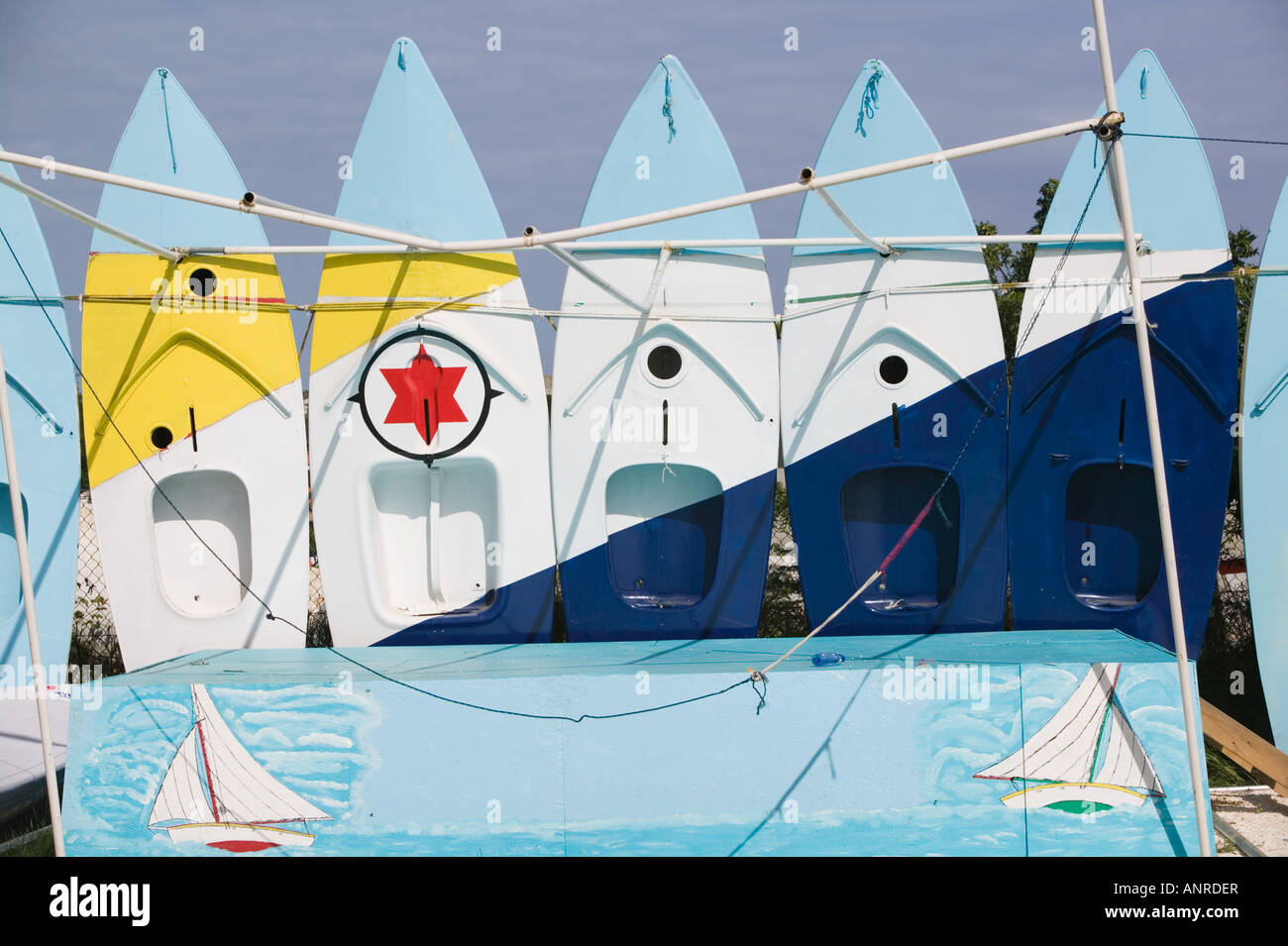 ABC Islands, BONAIRE, Kralendijk: Sunfish Boats at Yacht Marina Stock ...