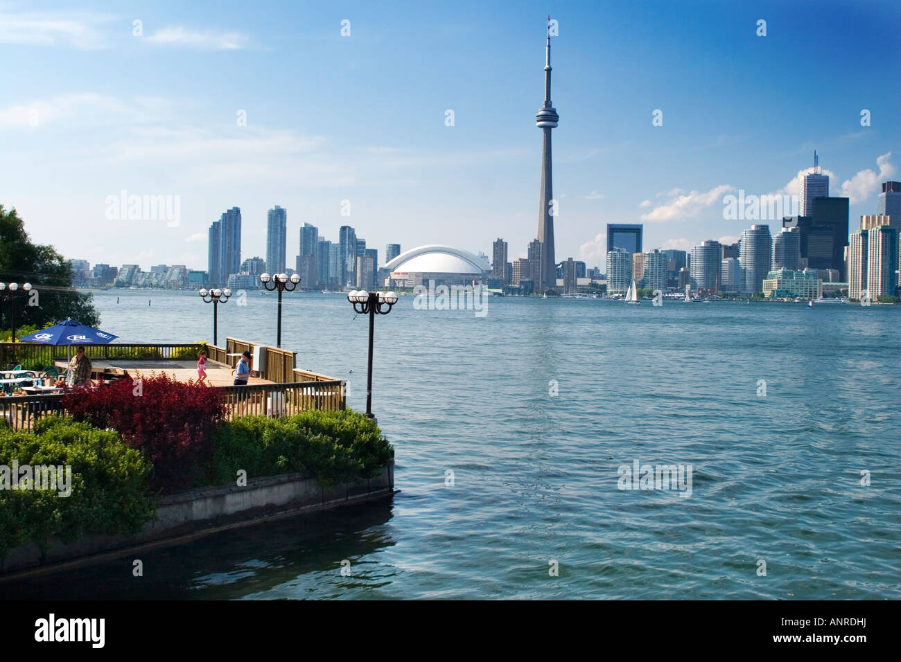 A view of CN Tower and Downtown Toronto across Lake ontario from Centre ...