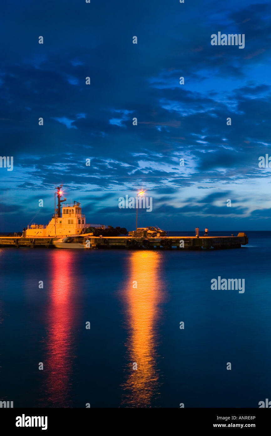 ABC Islands, BONAIRE, Kralendijk: Evening over Town Pier Stock Photo ...