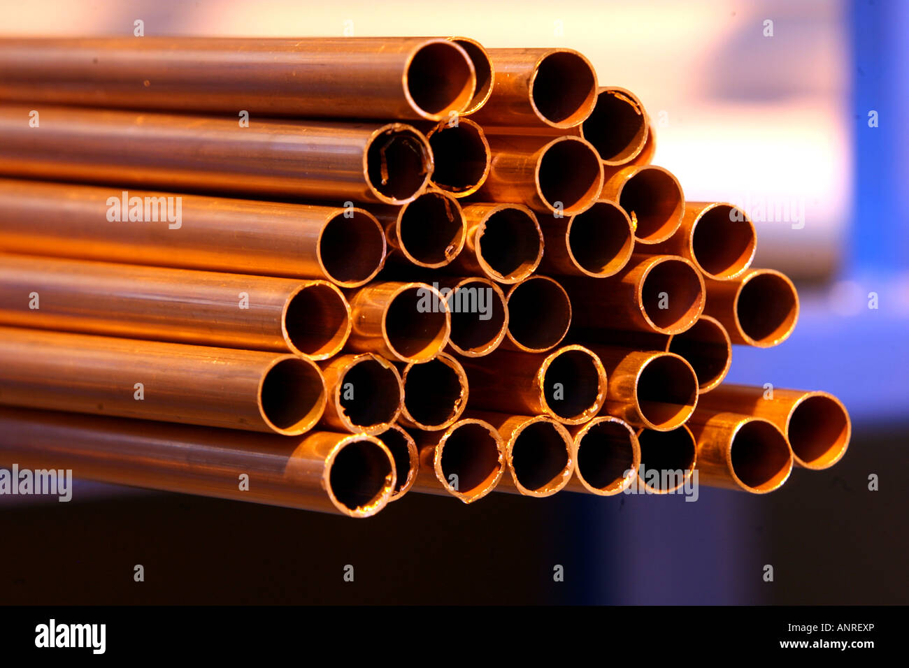 Copper Heating piping Stock Photo - Alamy