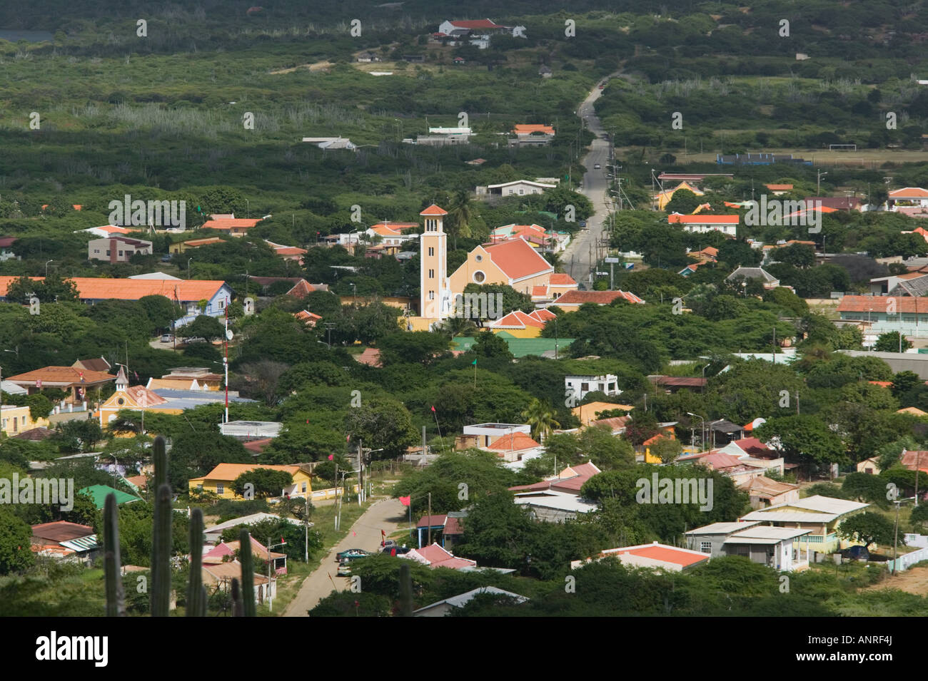 ABC Islands, BONAIRE, Rincon: High Vantage View of Rincon Town Stock ...