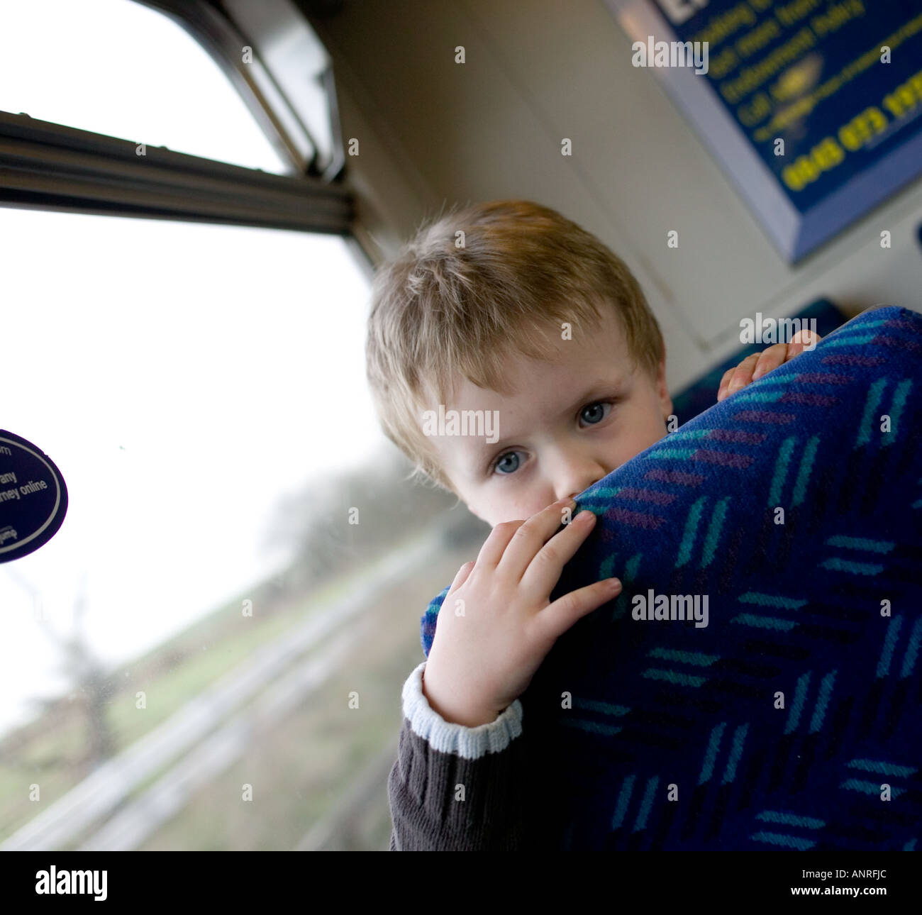 Boy on Train Stock Photo - Alamy