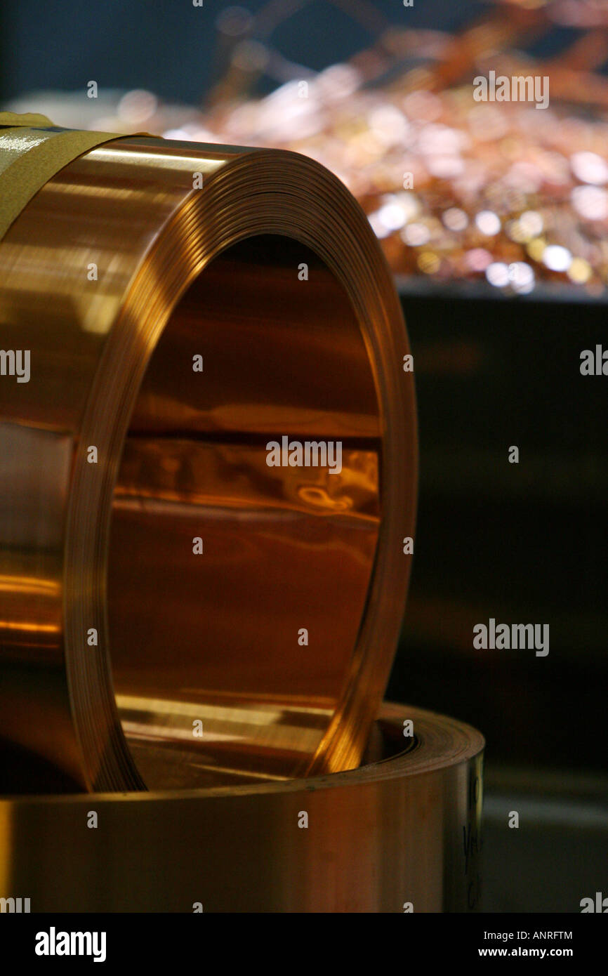 Copper Stripping Coil in a copper distribution centre Stock Photo - Alamy