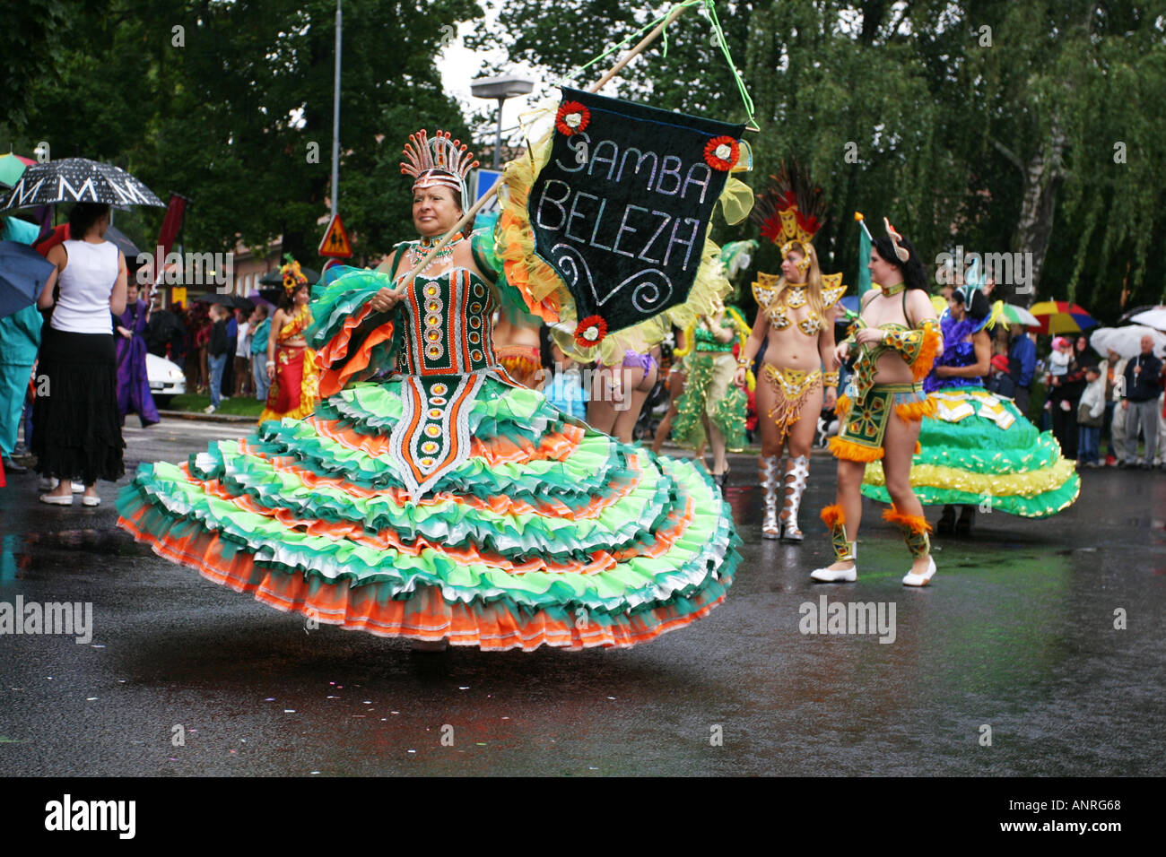 Carnival in Nyköping in Sweden in august 2005 in rainy weather Stock ...