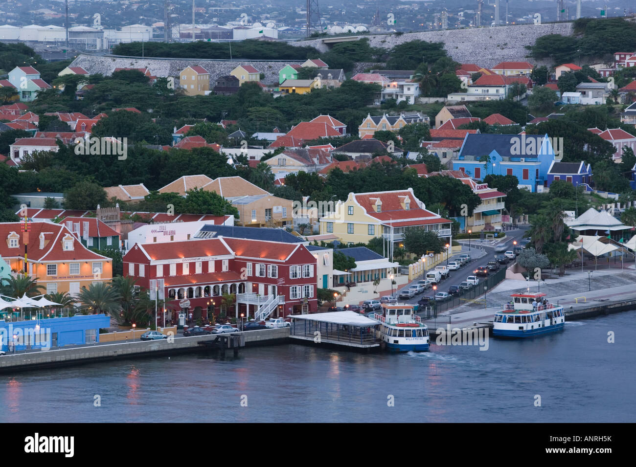 ABC Islands, CURACAO, Willemstad: Otrobanda, Otrobanda Waterfront/ Dusk ...