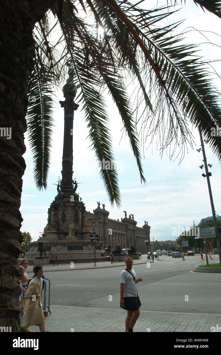christopher columbus column memorial barcelona Stock Photo - Alamy
