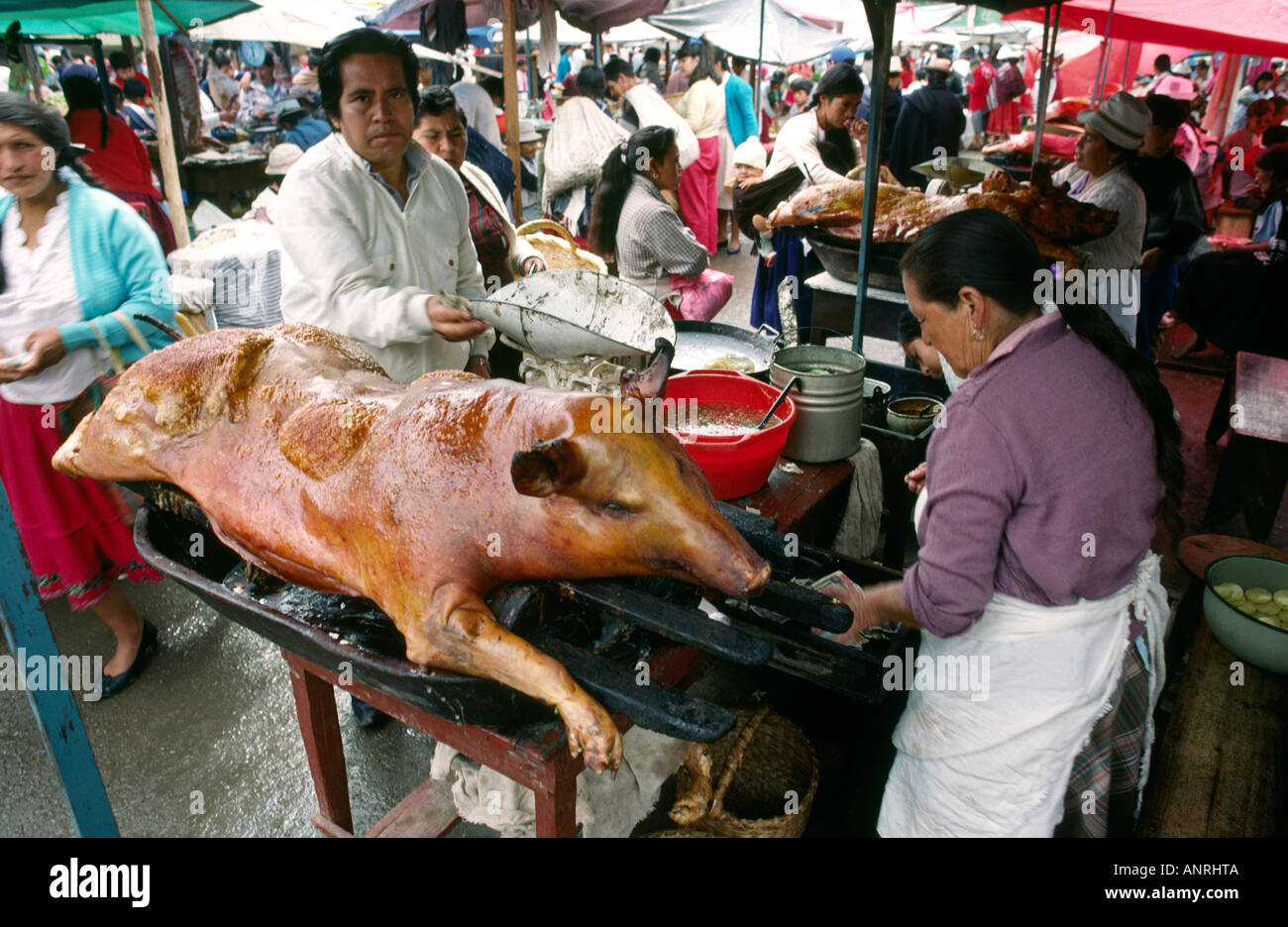 Ecuador Highlands Gualaceo market suckling pig lechon Stock Photo - Alamy