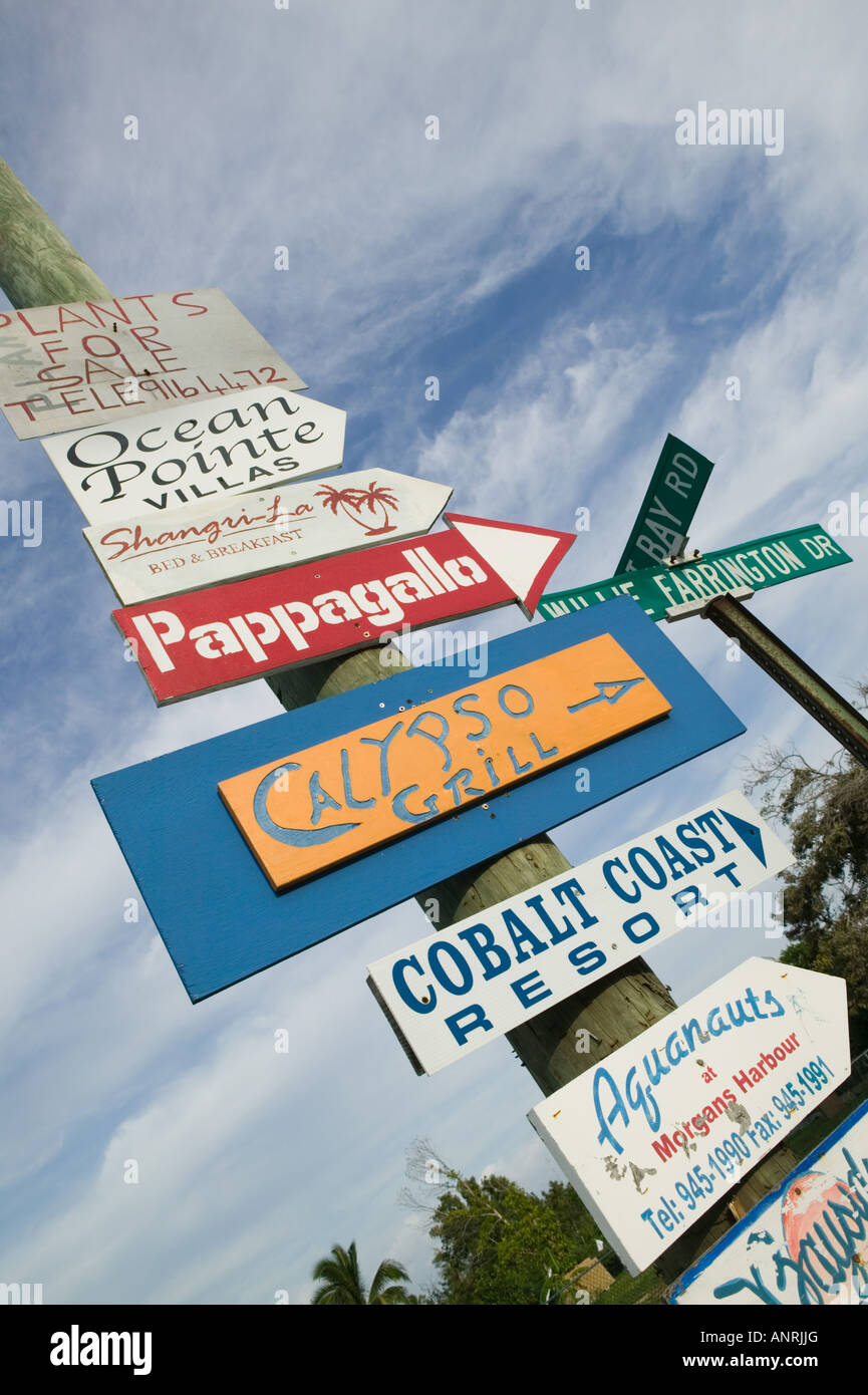 CAYMAN ISLANDS, GRAND CAYMAN, West Bay: Signpost Stock Photo - Alamy