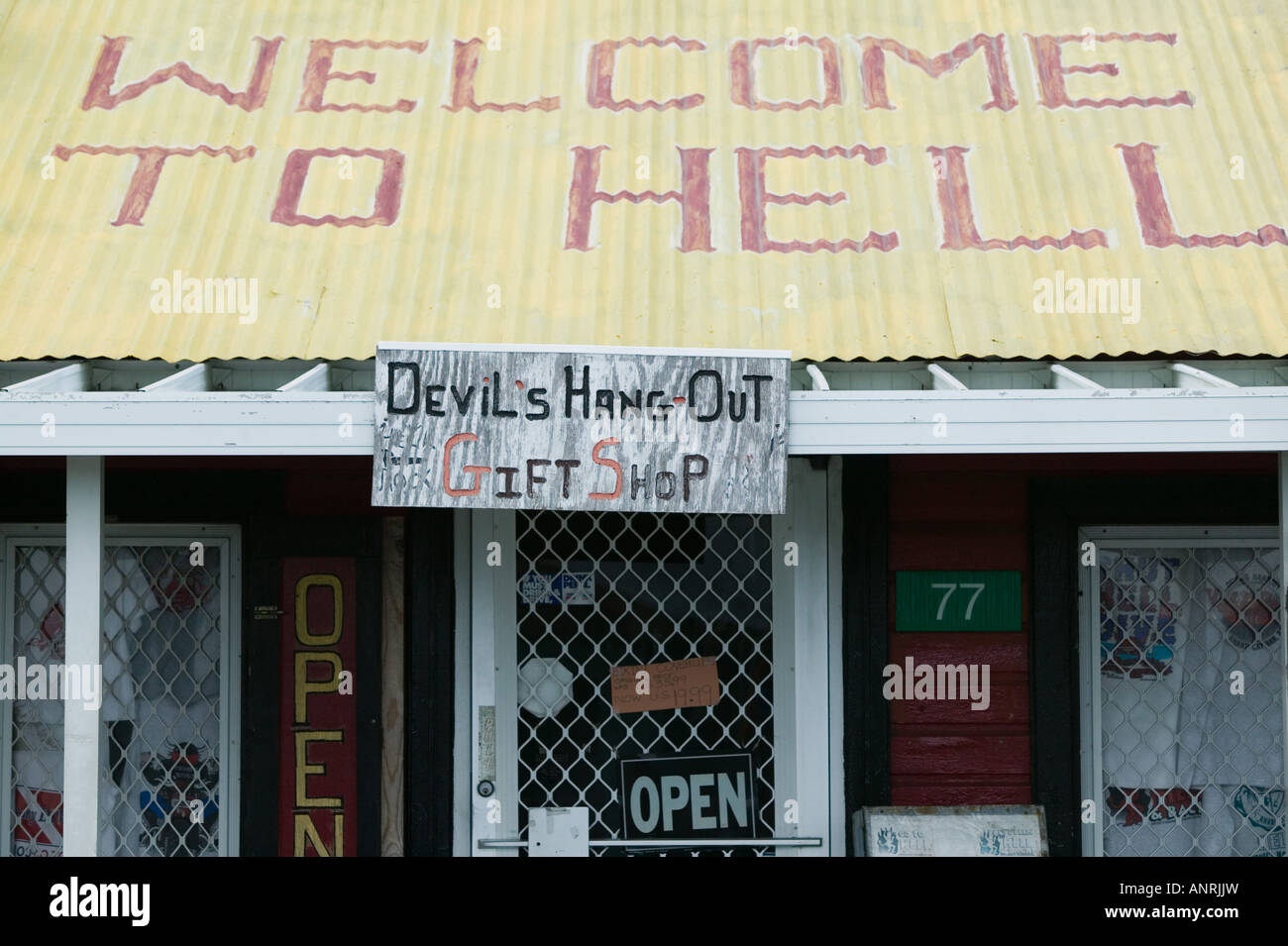 CAYMAN ISLANDS, GRAND CAYMAN, Hell: Welcome to Hell Sign Stock Photo ...