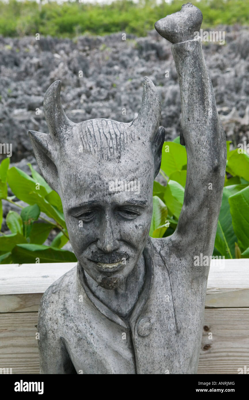 CAYMAN ISLANDS, GRAND CAYMAN, Hell: Devil Statue at Devil's Rocks Stock ...