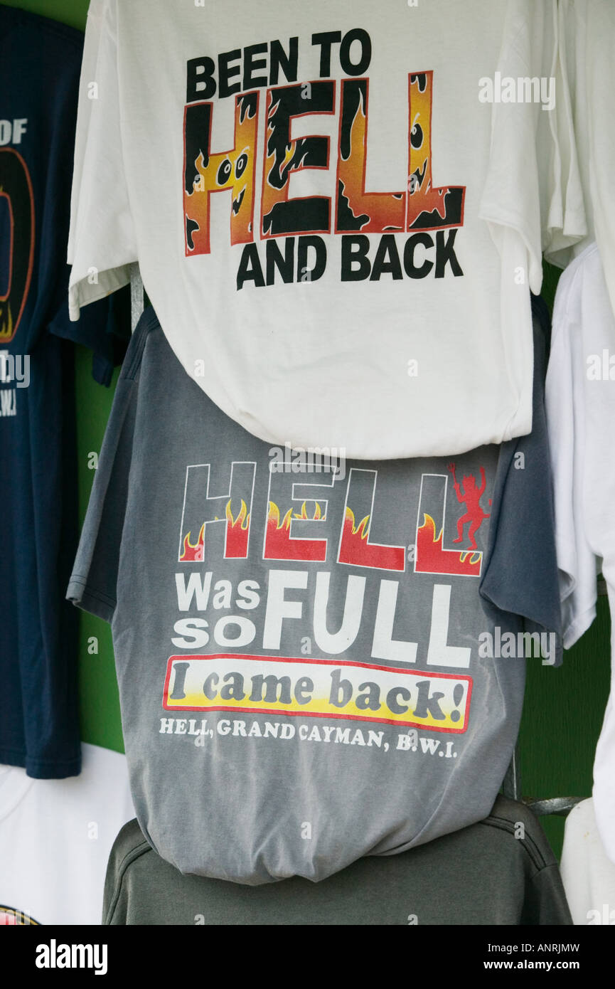 CAYMAN ISLANDS, GRAND CAYMAN, Hell: Hell Themed T, Shirts Stock Photo ...