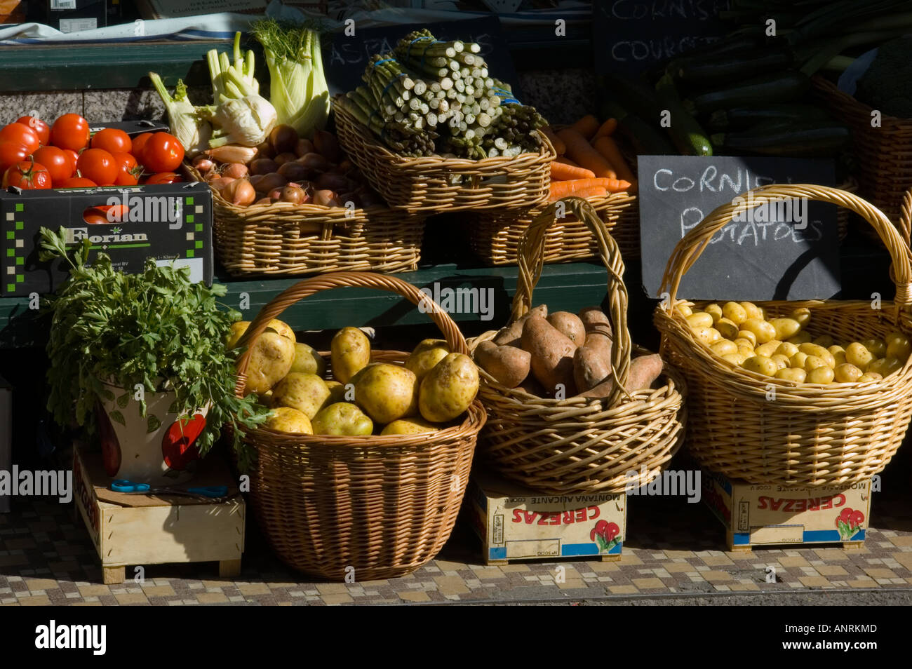Cornish Vegetables Displayed at a Traditional Greengrocers Stock Photo ...