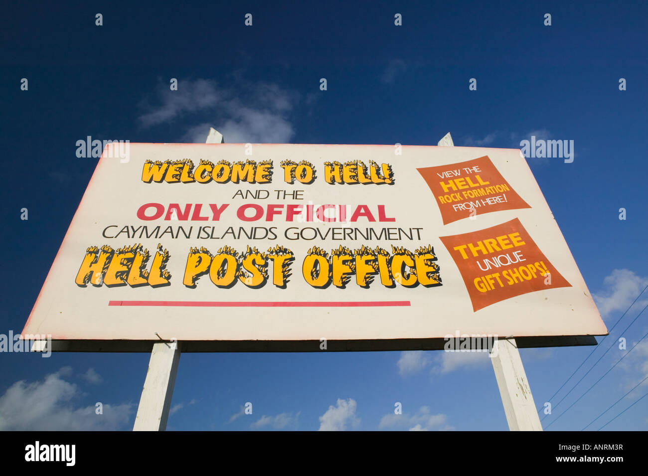CAYMAN ISLANDS, GRAND CAYMAN, Hell: Welcome to Hell Sign Stock Photo ...