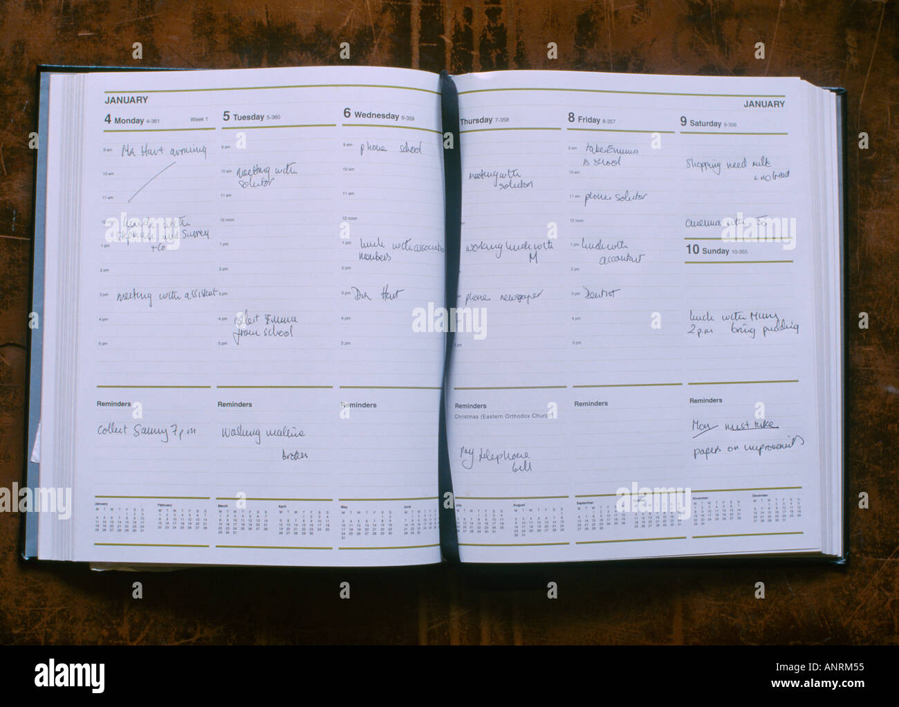 Open Diary Showing Appointments Stock Photo - Alamy