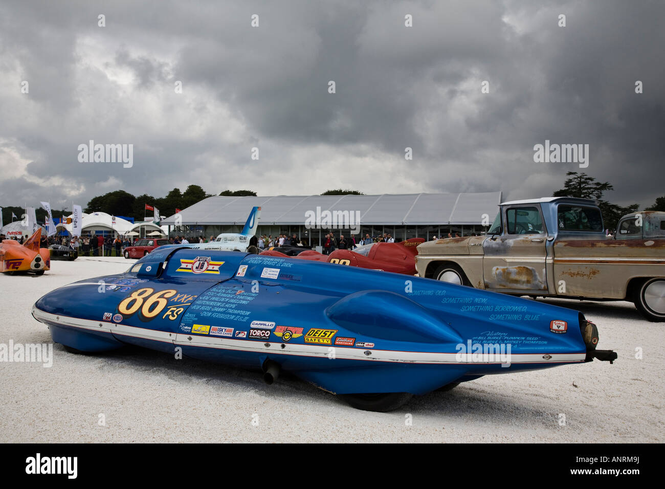 Various speed record cars on display at the Goodwood Festival of Speed ...