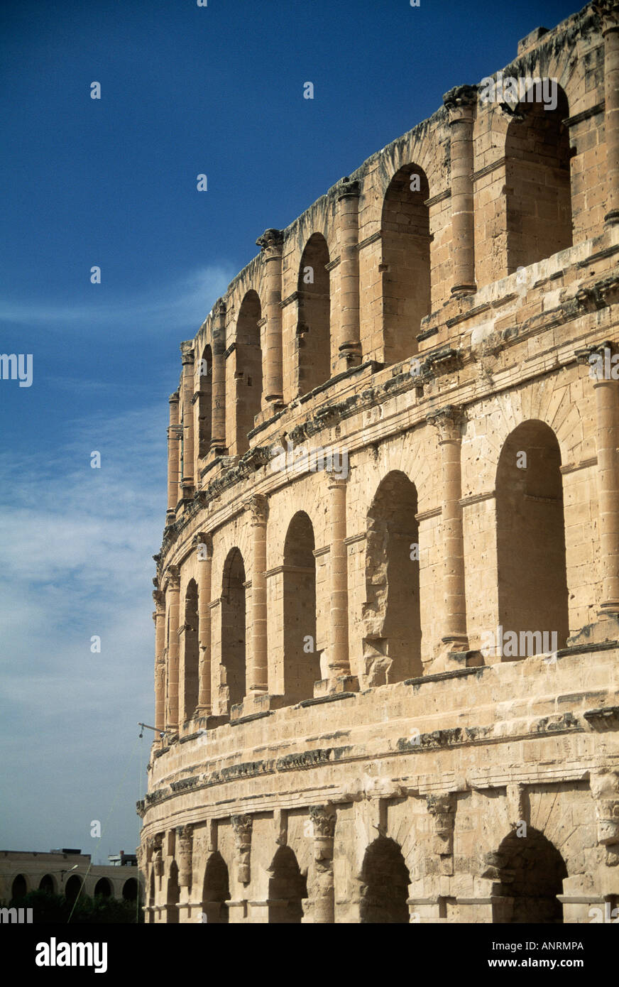 Detail of a curving section of the Roman amphitheatre of Thysdrus at El ...