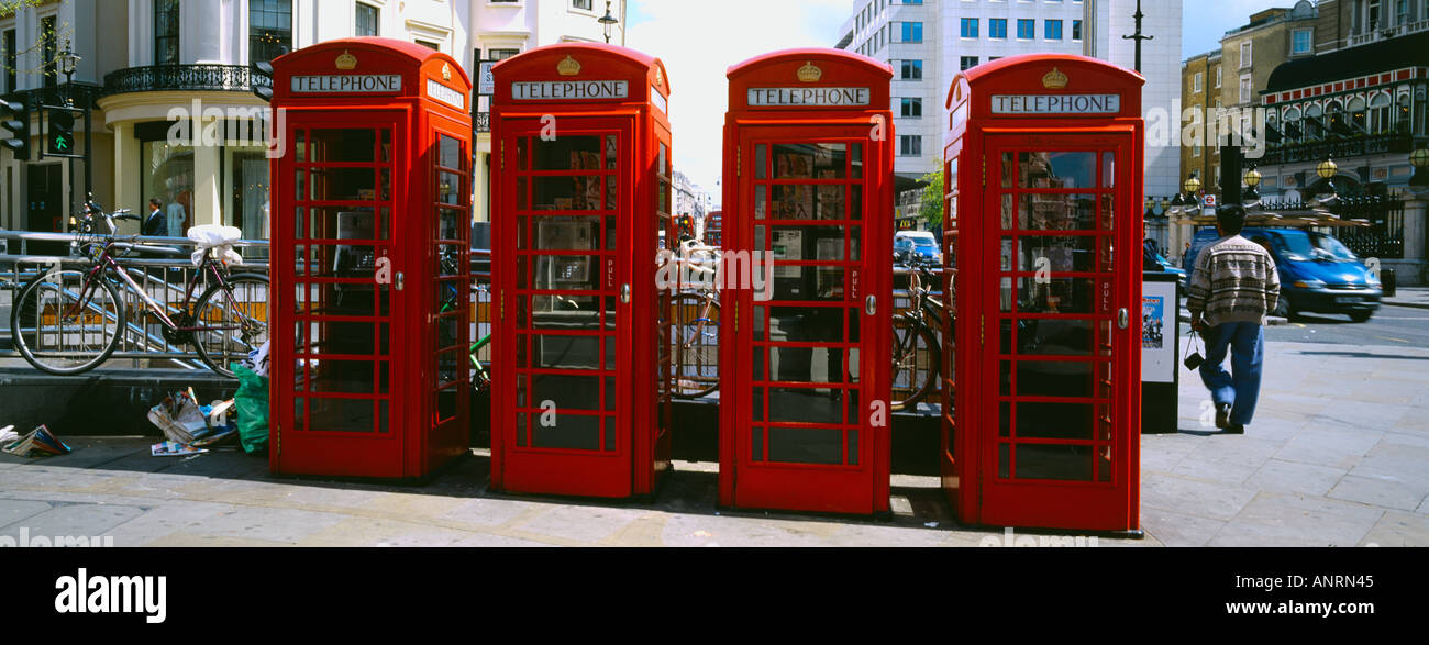 Charing Cross London England 4 Red Telephone Boxes Stock Photo - Alamy