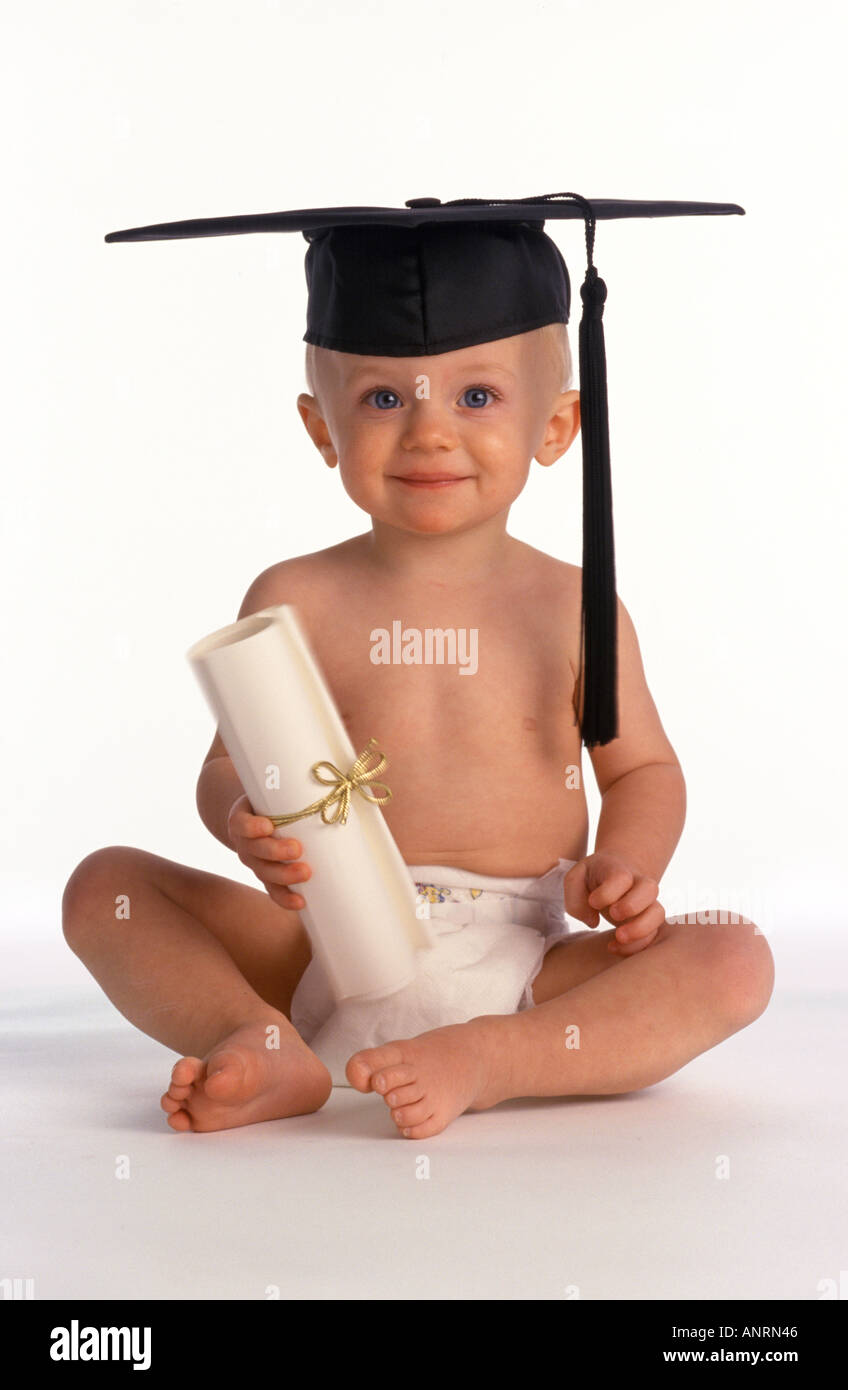 Child with graduation cap and diploma Stock Photo - Alamy
