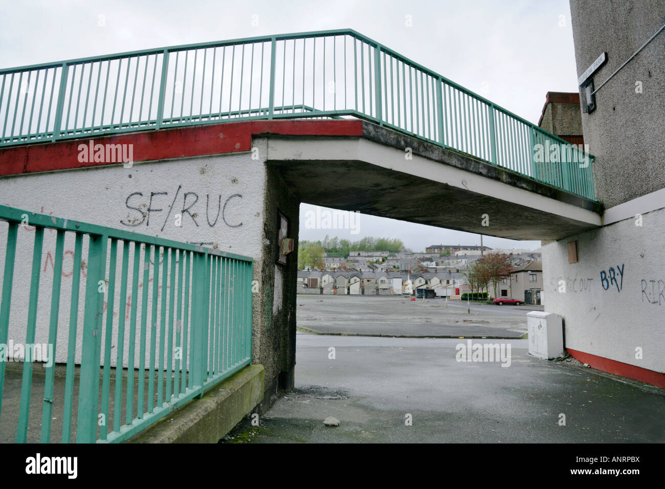 Pedestrian underpass and anti-RUC graffiti in the Bogside housing ...