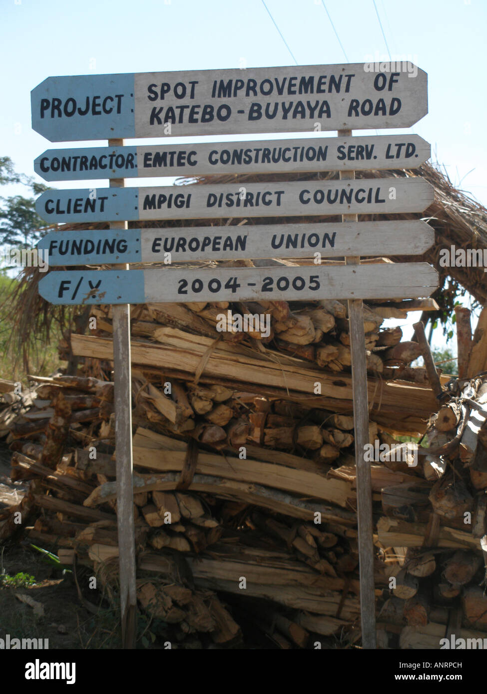 Project signboard on Masaka Road depicting improvement of a rural road ...