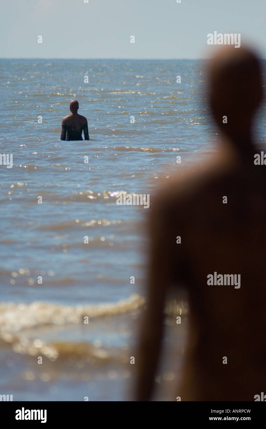 Cast iron men, part of Antony Gormley's Another Place, a permanent ...
