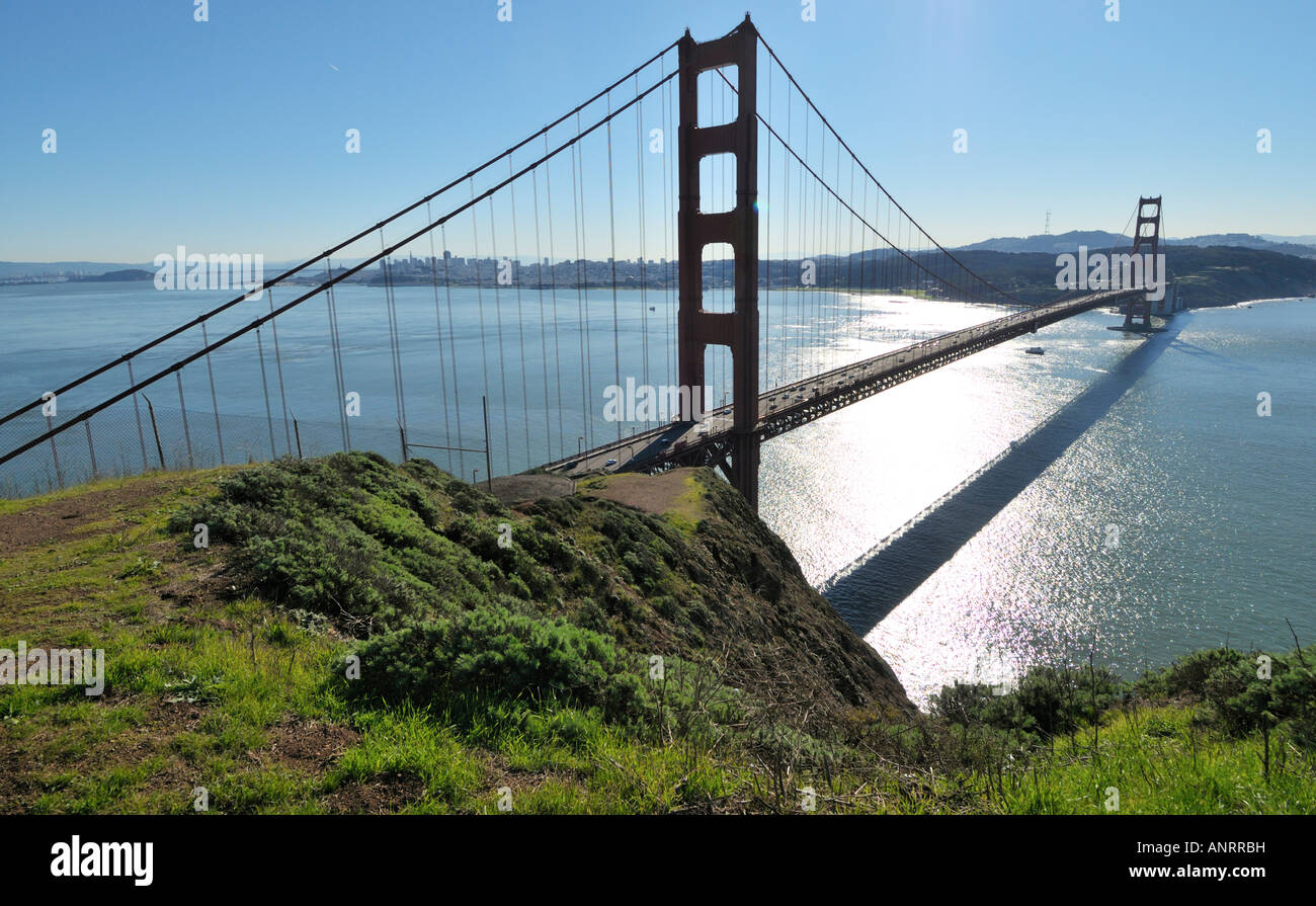 Golden Gate Bridge seen from Battery Spencer, San Francisco CA Stock ...