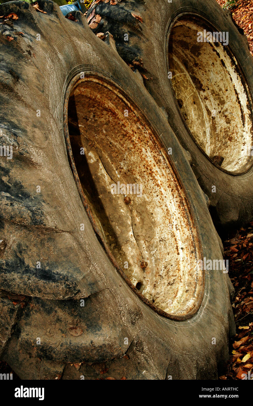 Rusty old tractor wheels Stock Photo - Alamy