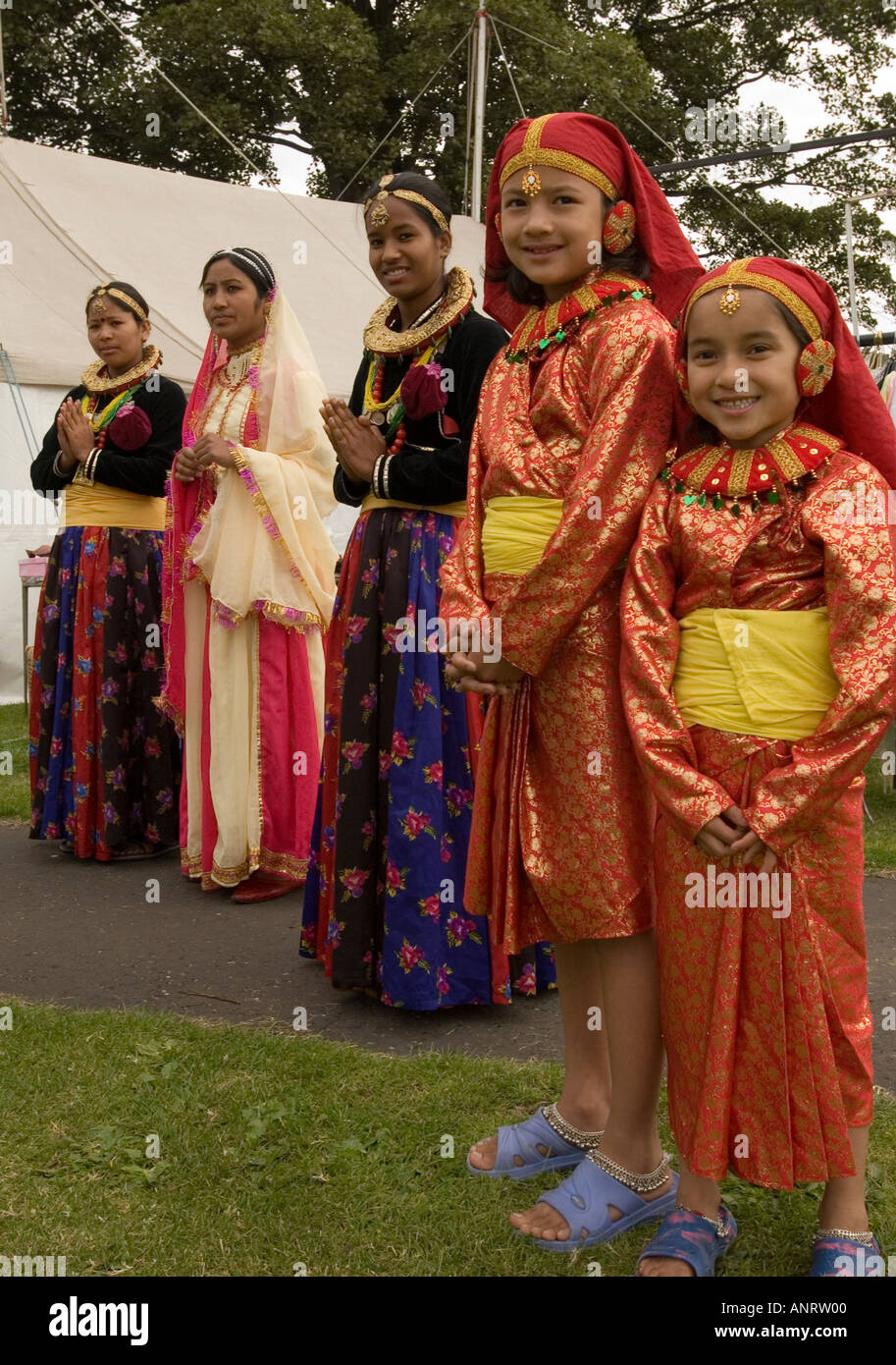 Nepalese girls in traditional costumes hi-res stock photography and ...