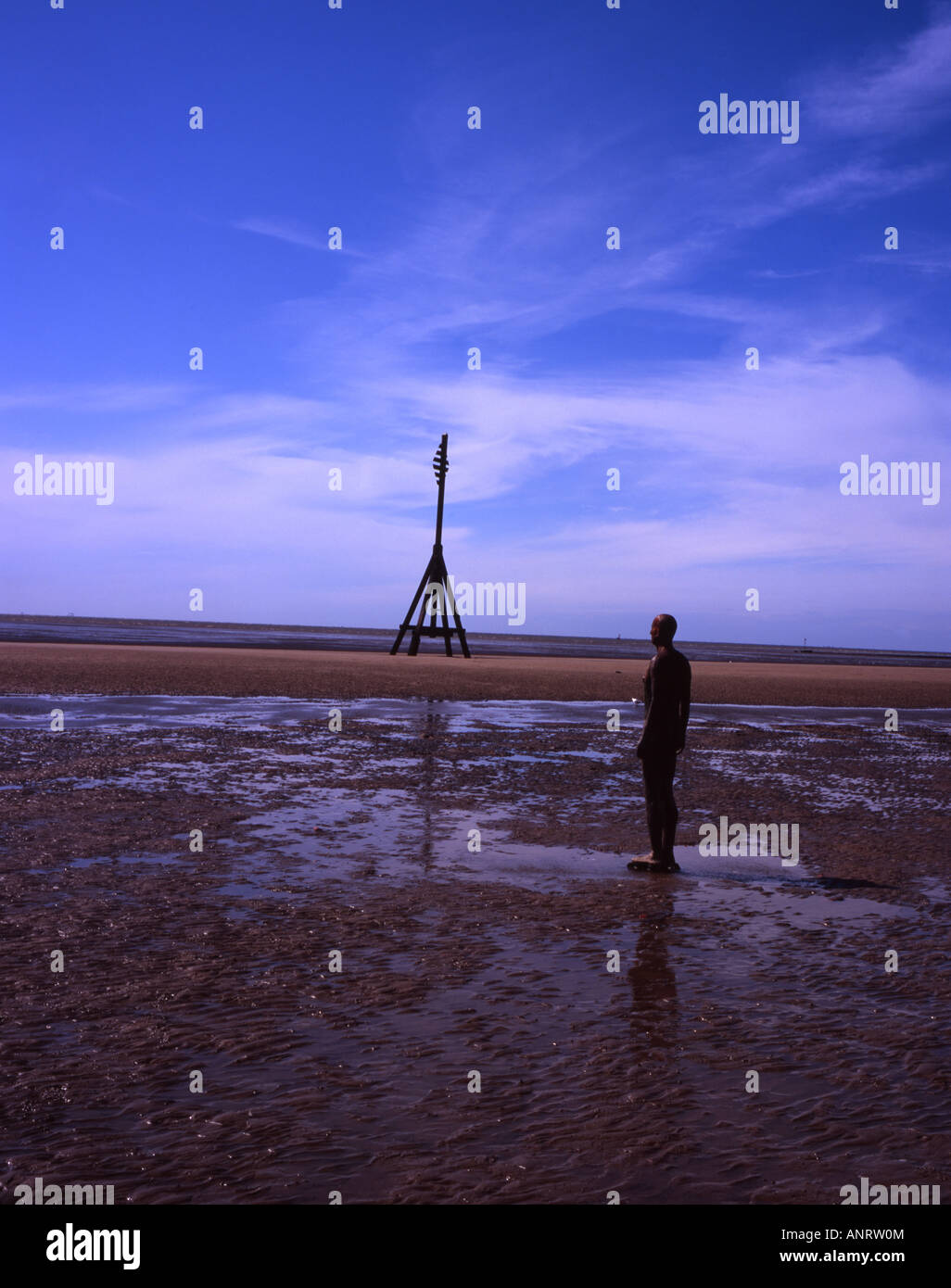Anthony Gormley Another Place a series of figure sculptures on the ...