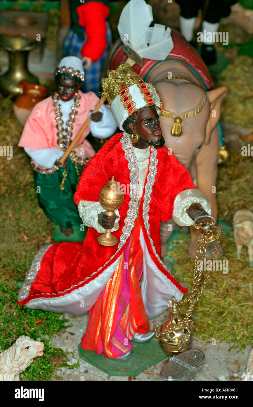 Bavarian Nativity Scene one of the Three Kings journey to the manger ...