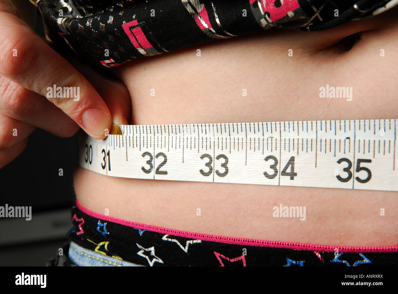 Female Measuring waist Stock Photo - Alamy