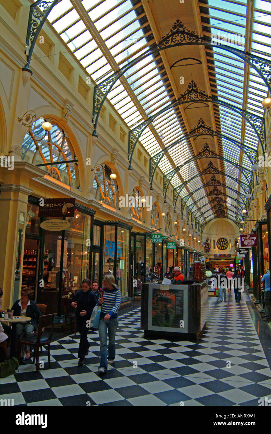 The light airy Victorian architecture of the Royal Arcade Melbourne ...