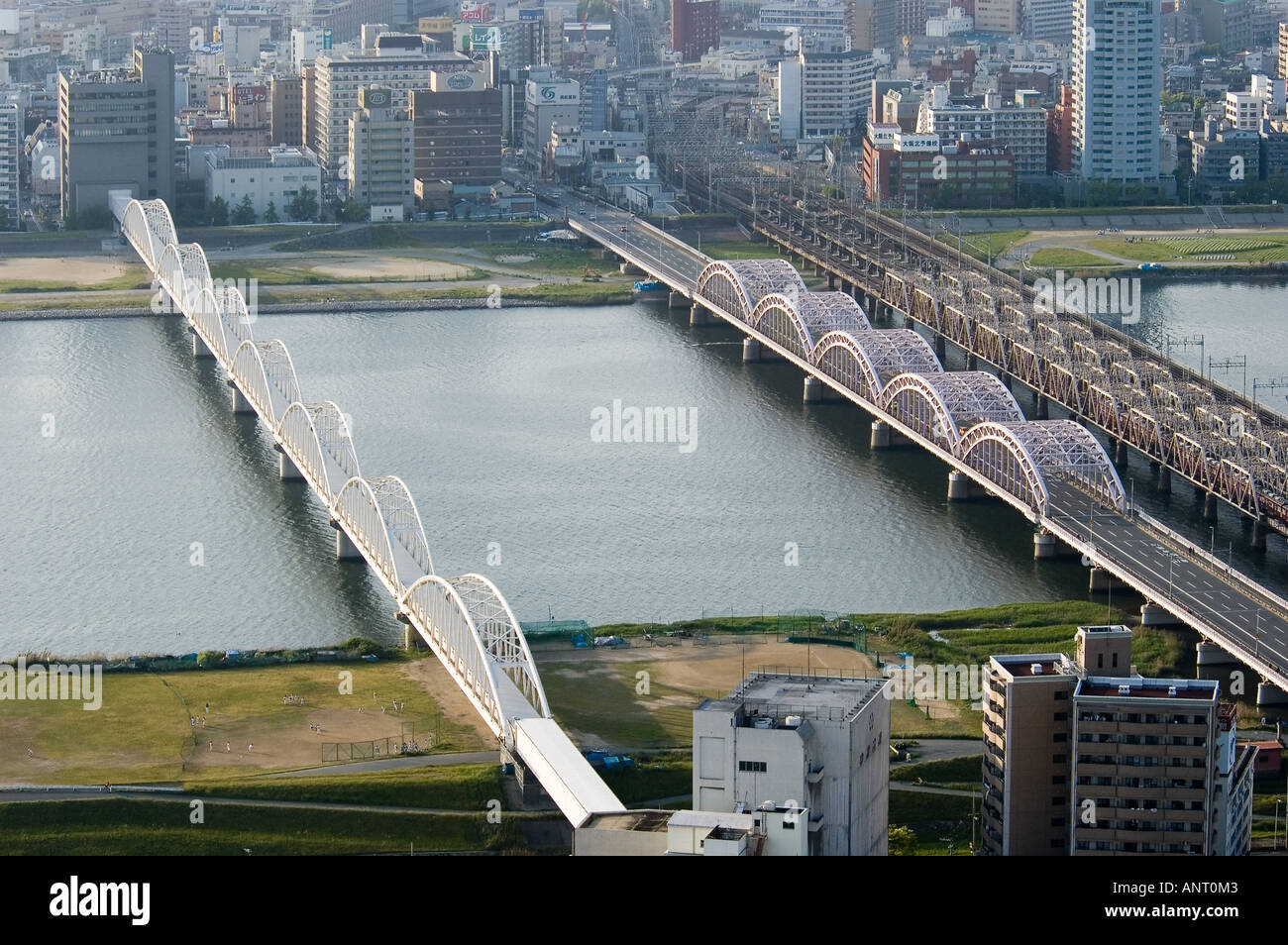 Stock photo of bridges crossing the Yodo River in Osaka japan Stock ...
