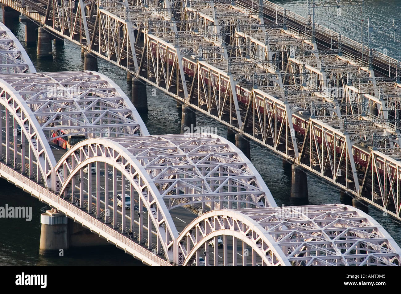Stock photo of bridges crossing the Yodo River in Osaka japan Stock ...
