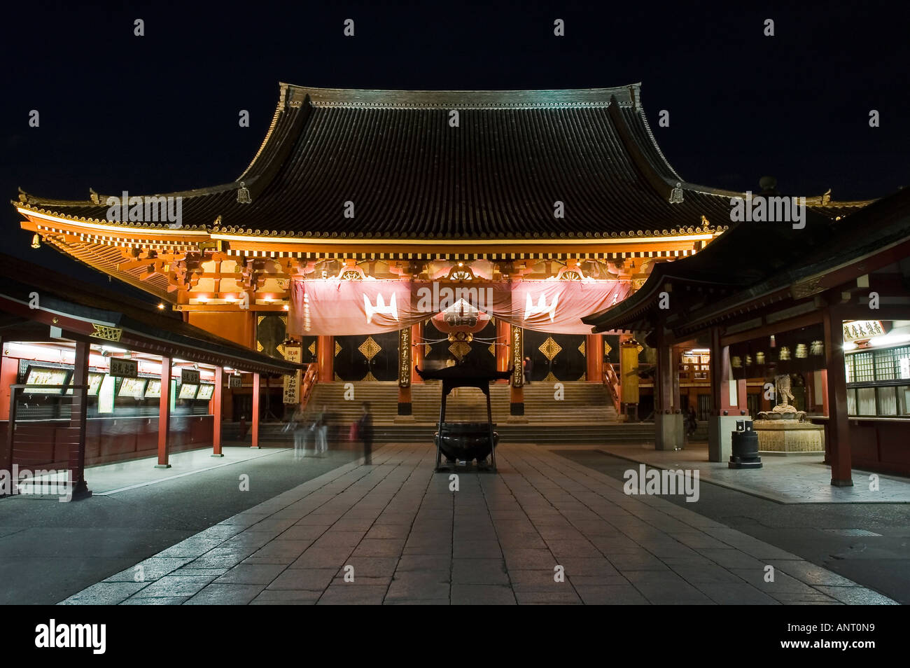 Stock photo of the Kannon Hondo or main hall of Sensoji temple at night ...