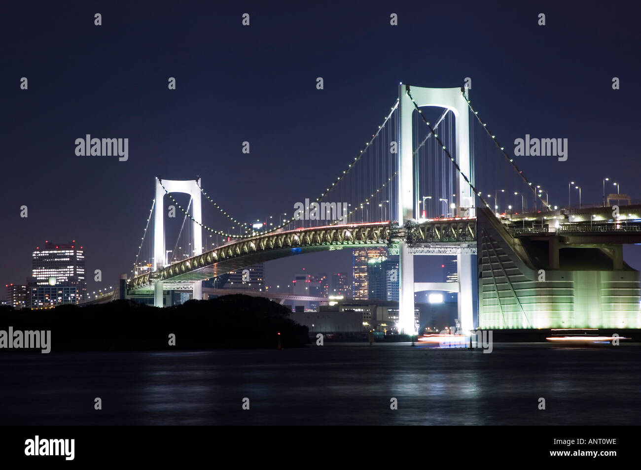 Stock photo of the Rainbow Bridge at night in Odaiba Tokyo Japan Stock ...