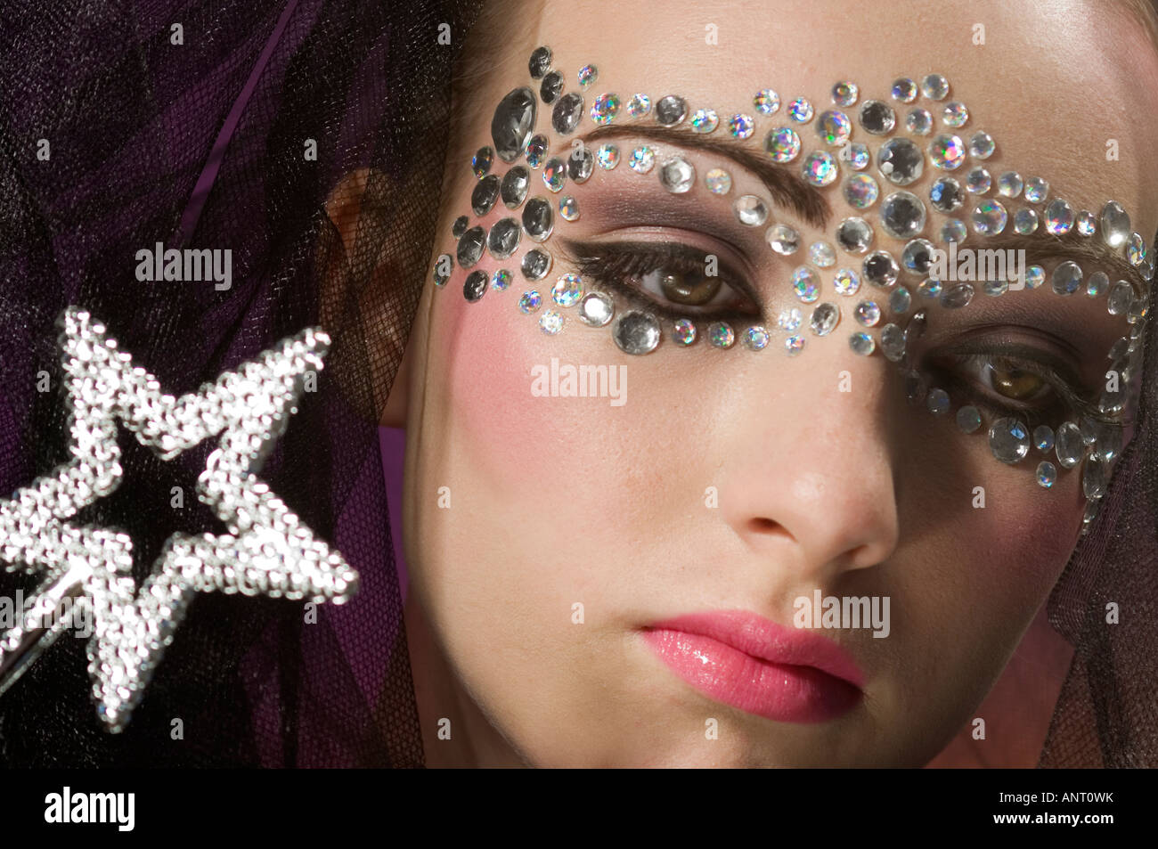 woman with diamonds around her eyes Stock Photo - Alamy