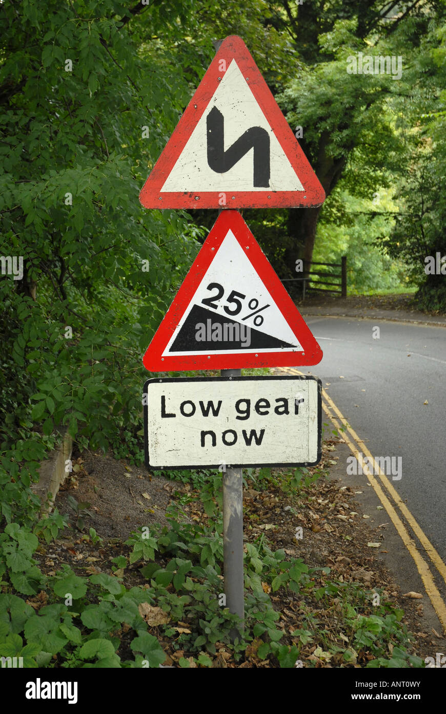 A ministry of transport road warning sign near Aysgarth falls North ...