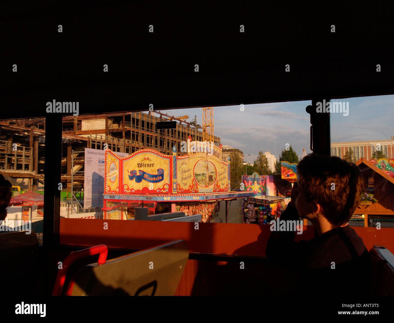 view of fairground top deck double decker bus Berlin Stock Photo - Alamy
