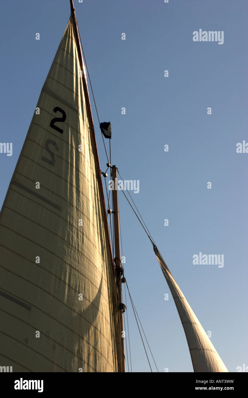 Traditional Gaff Rigged Sailing Boat Close up of Sail and Mast Stock ...