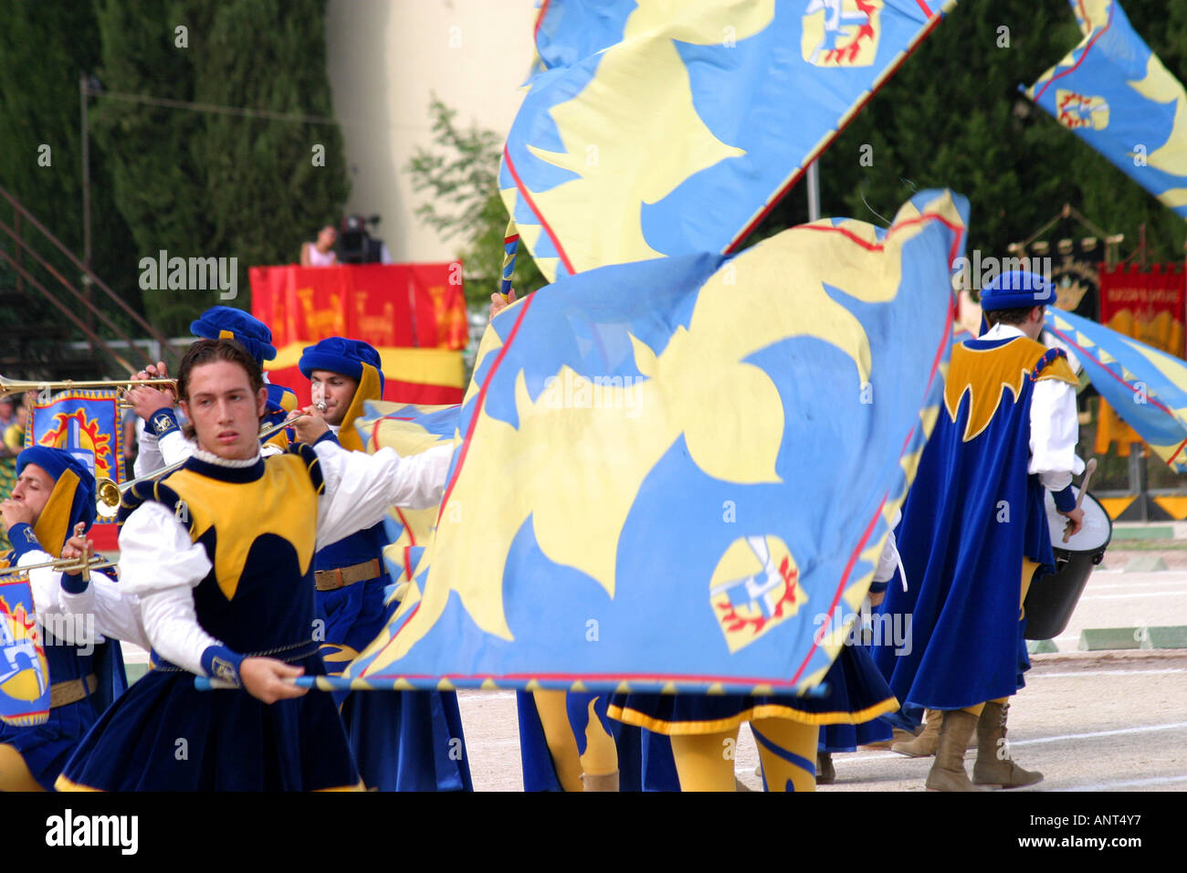 Flag throwing tossing and waving is a traditional part of festivals in ...