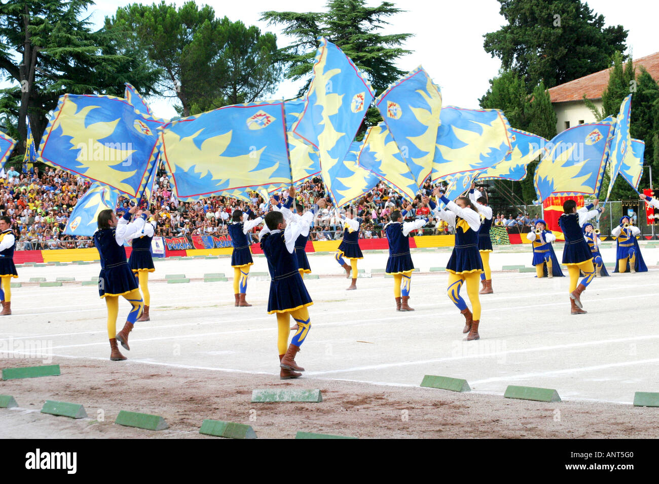 Flag throwing tossing and waving is a traditional part of festivals in ...