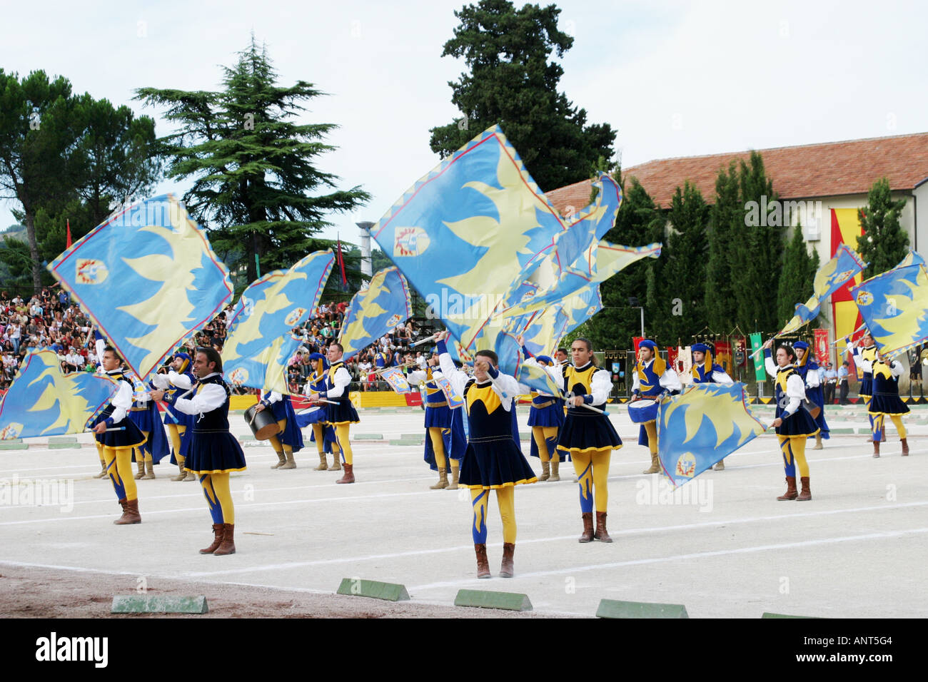 Flag throwing tossing and waving is a traditional part of festivals in ...