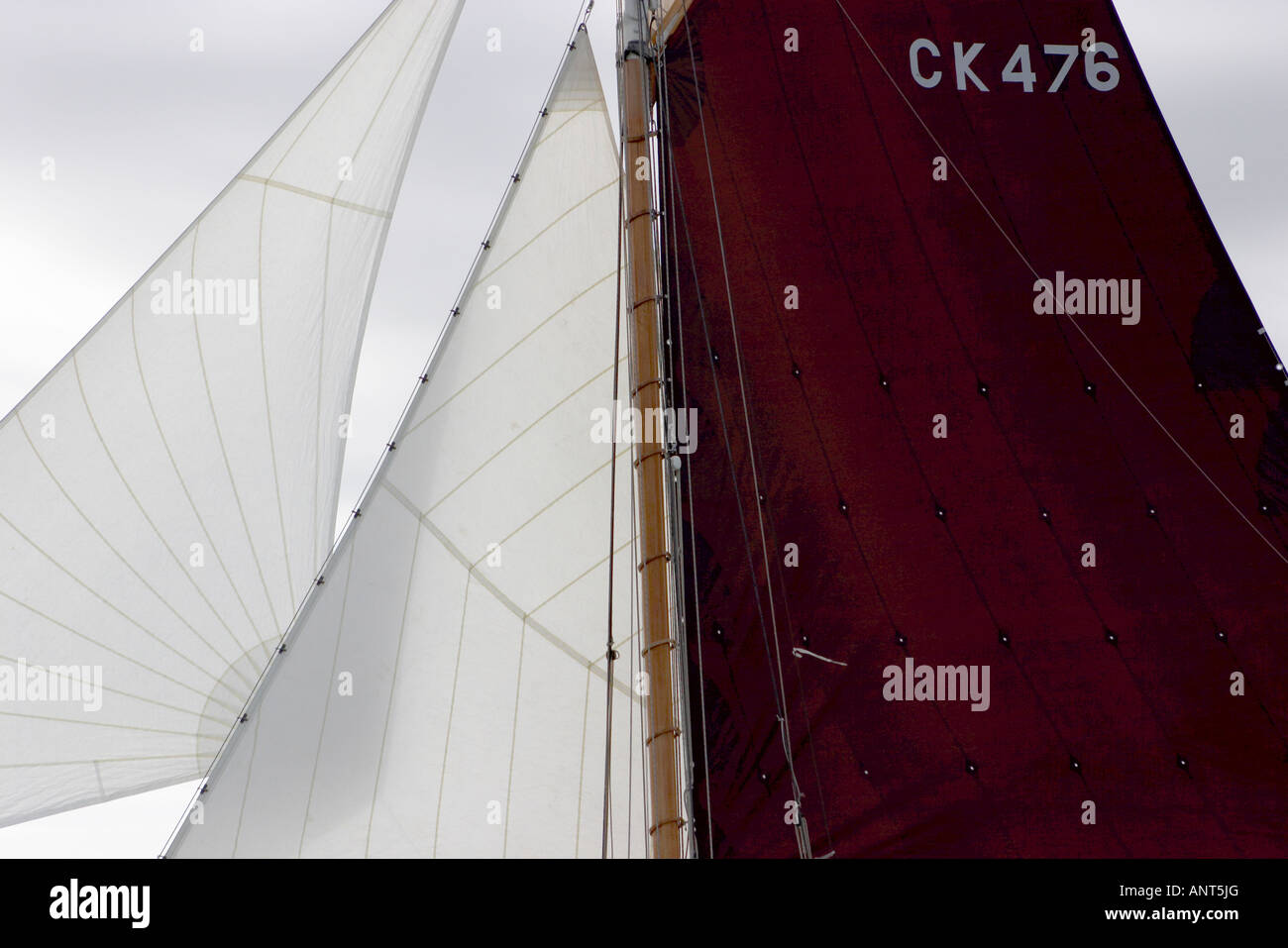Traditional Gaff Rigged Sailing Boat-Close up of Sail Stock Photo - Alamy