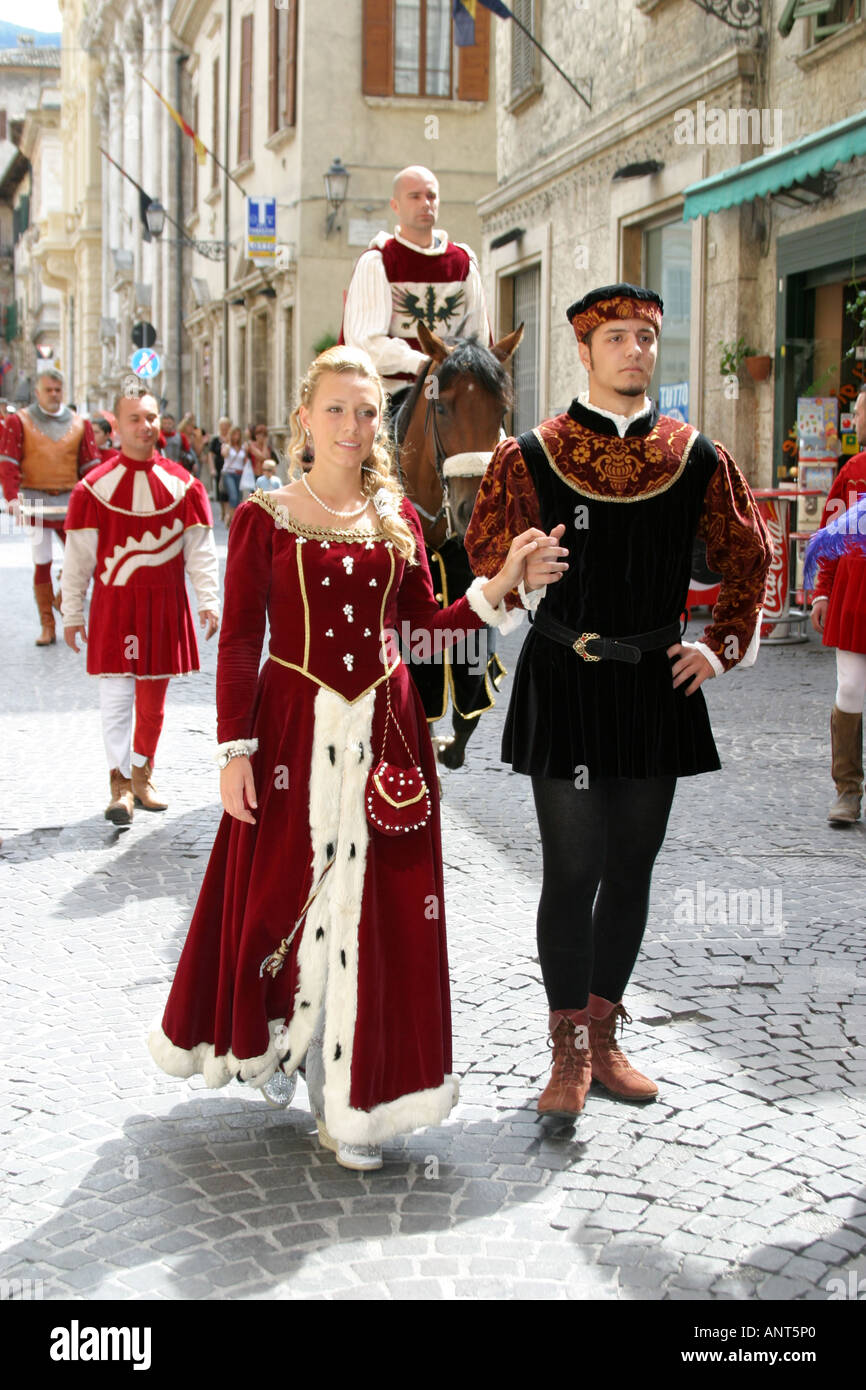 The colorful beautifully costumed annual medieval Quintana parade at ...