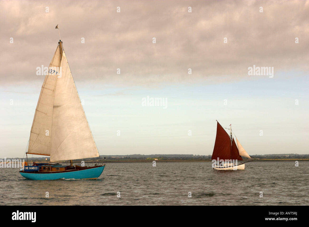 Two Traditional Gaff Rigged Sailing Boats - Also known as Smacks Stock ...