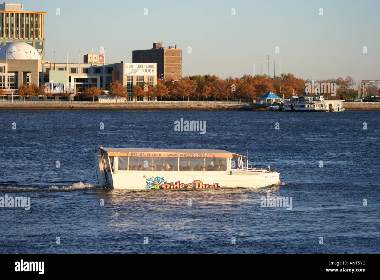Duck tours amphibious landing craft on Delaware near Philadelphia ...