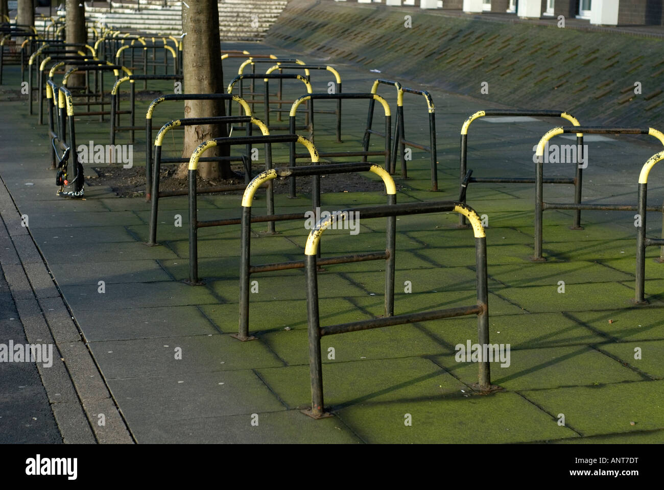 Empty bicycle parking frames Stock Photo - Alamy