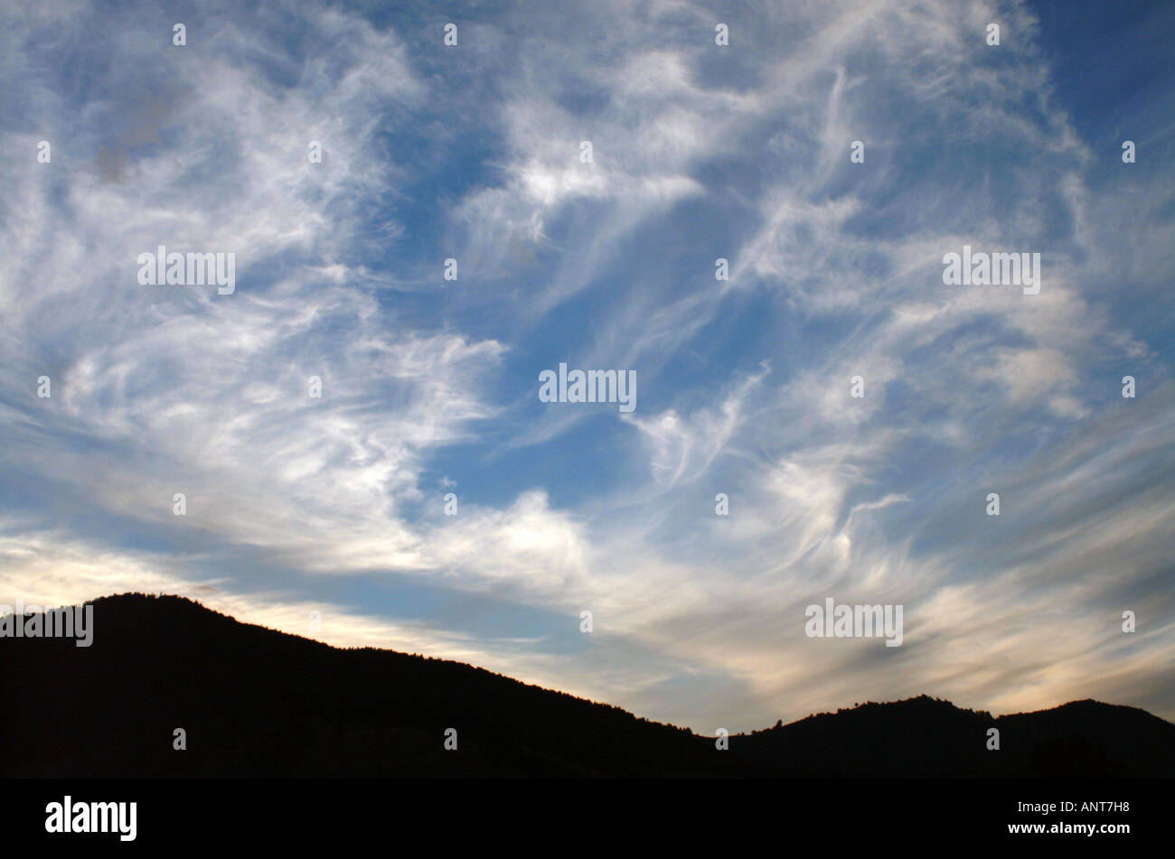 Clouds and blue sky at sunset in Moldovia, Romania, Europe, EU, UE ...